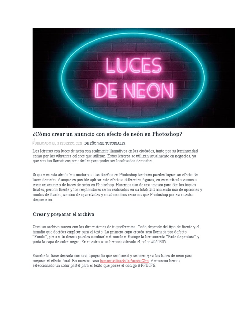 Cómo Crear Un Anuncio Con Efecto de Neón en Photoshop | PDF | Adobe ...