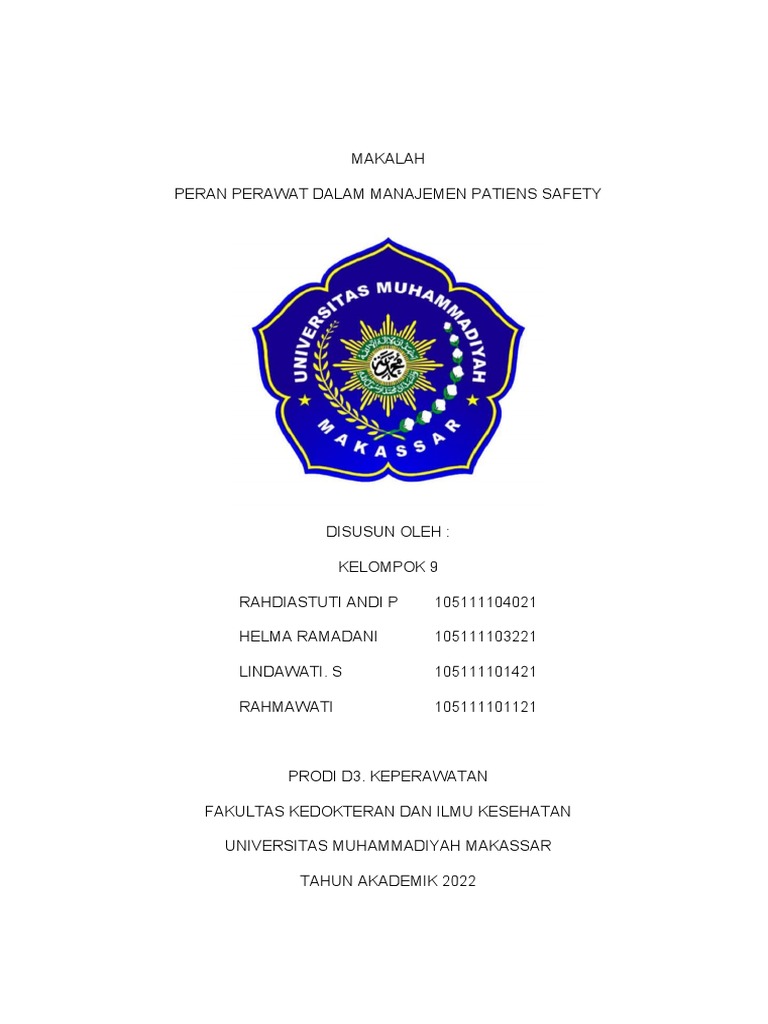 Makalah Kelompok 3 Manajemen Patient Safety | PDF