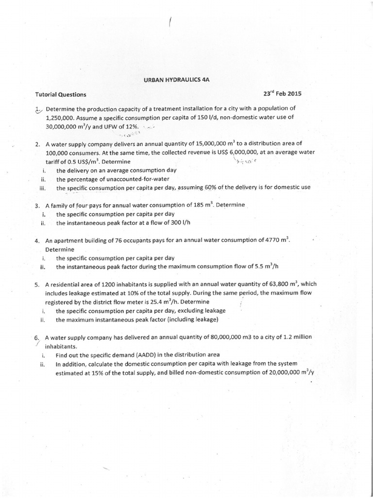 TUT 1 Hydraulics 2023 PDF | PDF