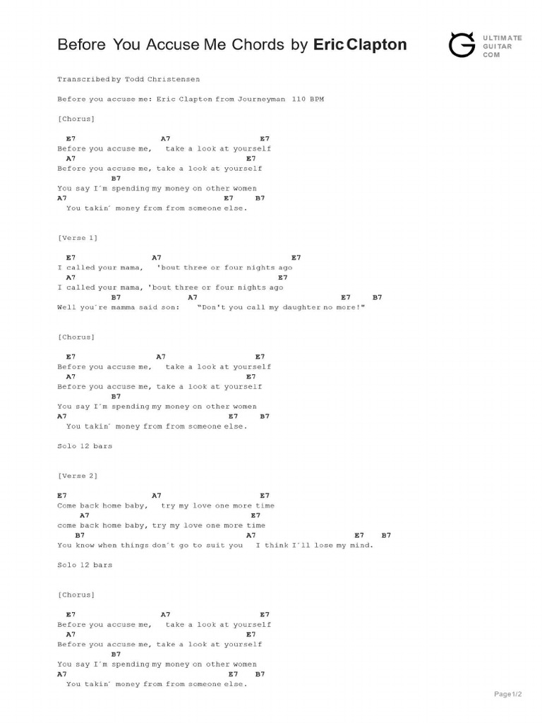 Before You Accuse Me Chords-1 | PDF