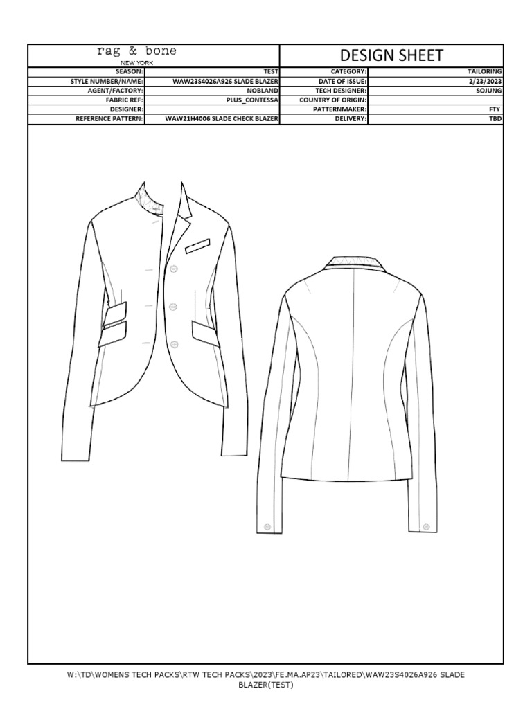 Waw23s4026a926 Slade Blazer (Test) - Test Sample Reqeust - 2.23.23 ...