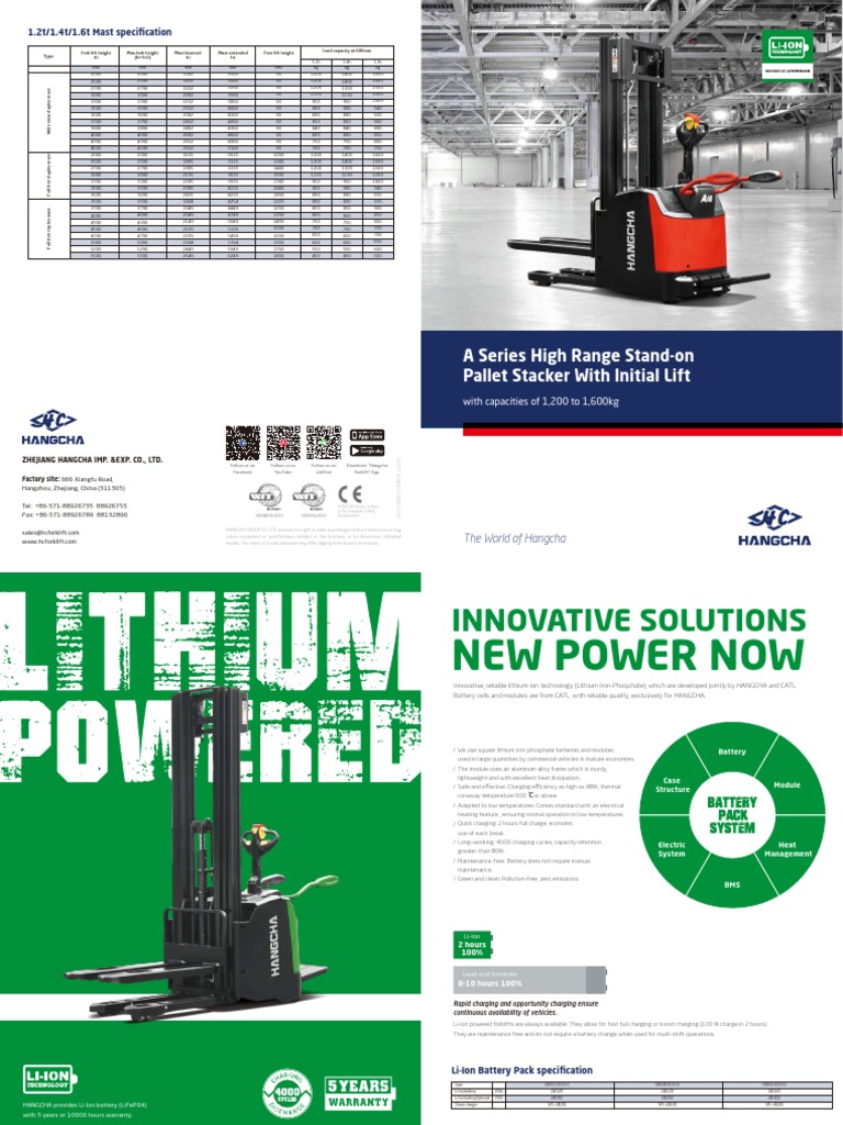 A Series High Range Stand-On Pallet Stacker With Initial Lift | PDF ...
