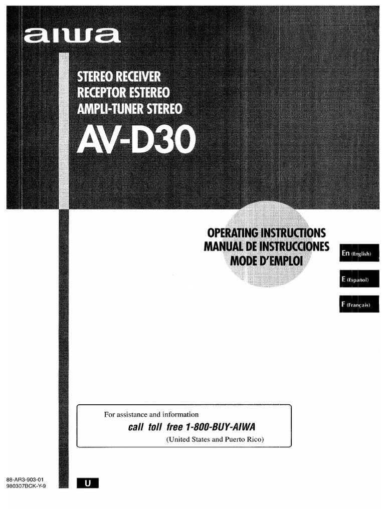 Aiwa AV D30 Owners Manual | PDF