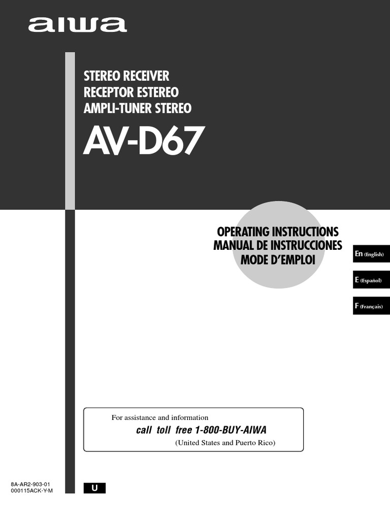 Aiwa AV D67 Owners Manual PDF | PDF | Ac Power Plugs And Sockets | Video