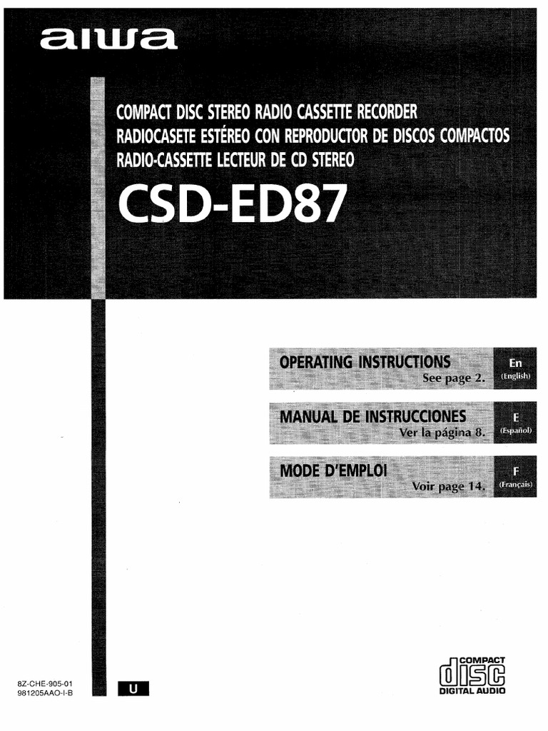 Aiwa CSD ED87 Owners Manual | PDF | Électronique | Technologies de l ...
