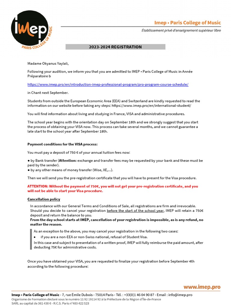 Registration IMEP | PDF | Payments | Cheque