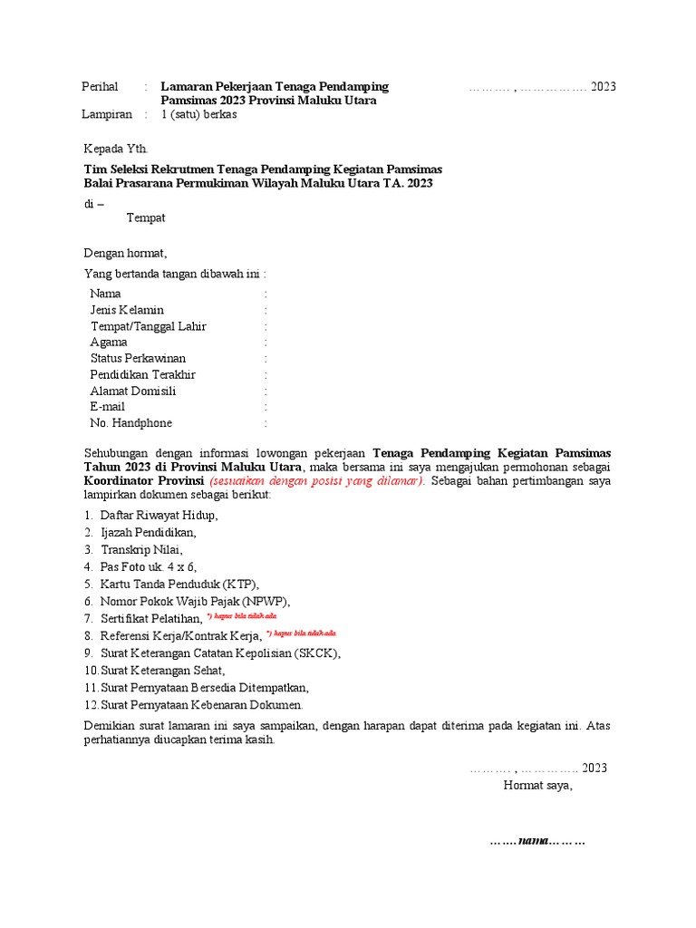 Format Surat Lamaran | PDF