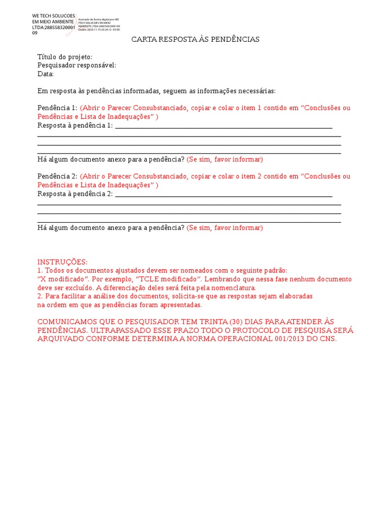 Modelo Carta Resposta | PDF