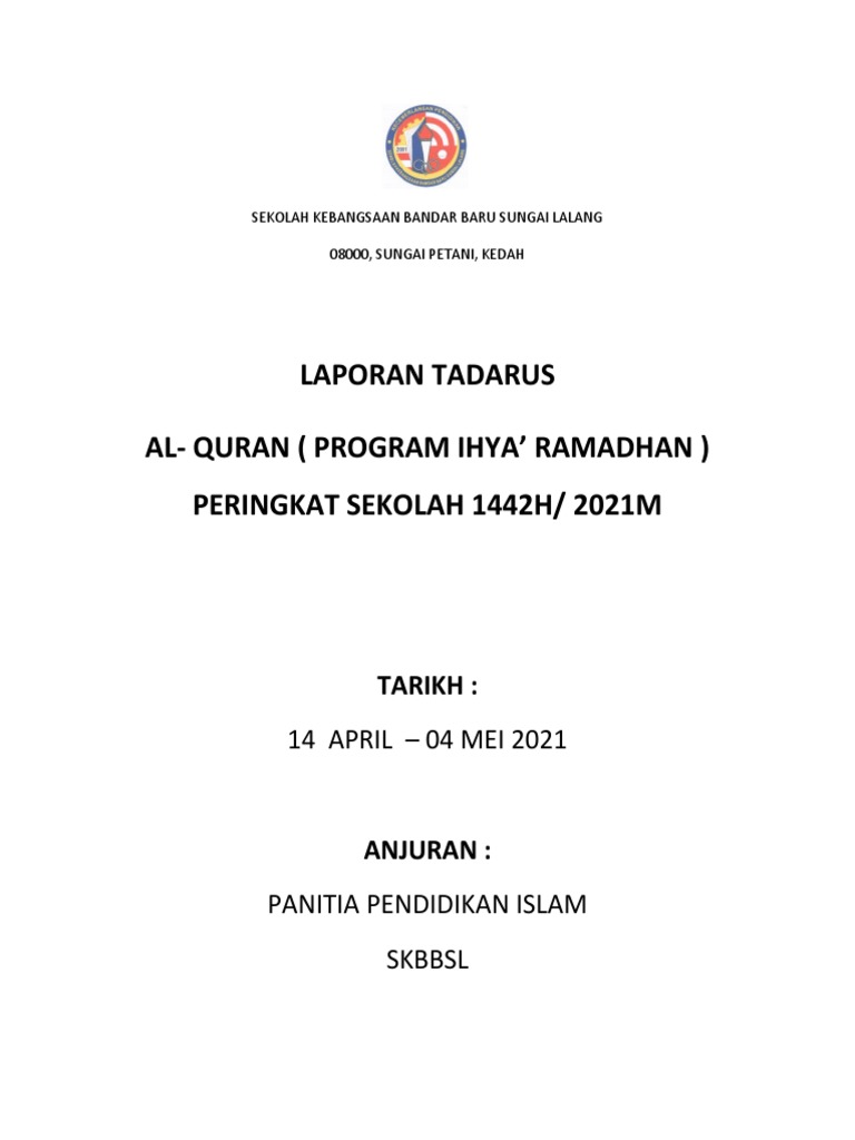 Laporan Tadarus Al-Quran 2021 (Murid) | PDF