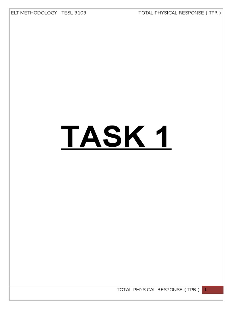 Elt TPR Lesson Plan PDF Free | PDF | Language Acquisition | Learning