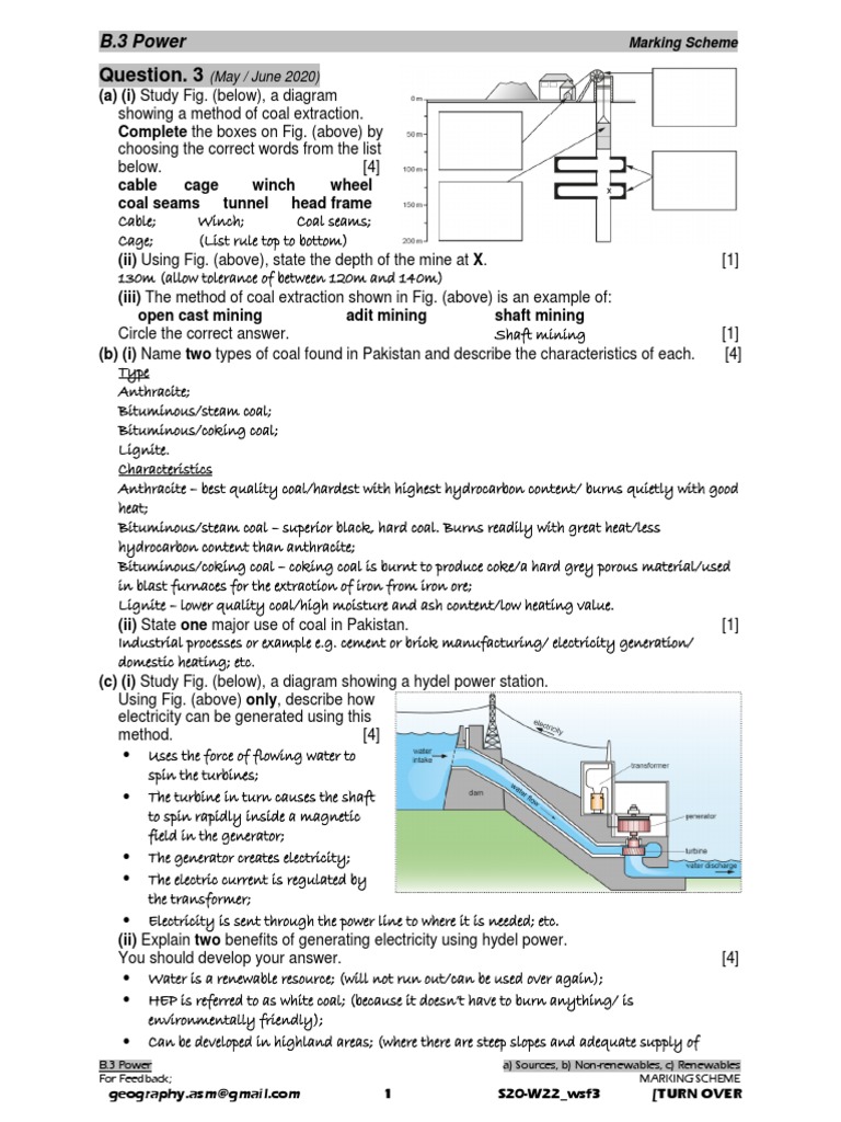 G8 - B.3 - A, B, C. WF3 - Power - S20-W22 - KEY | PDF | Solar Power | Coal