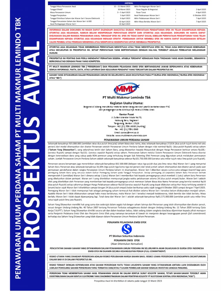 Prospektus Penawaran Umum Saham MMLT | PDF