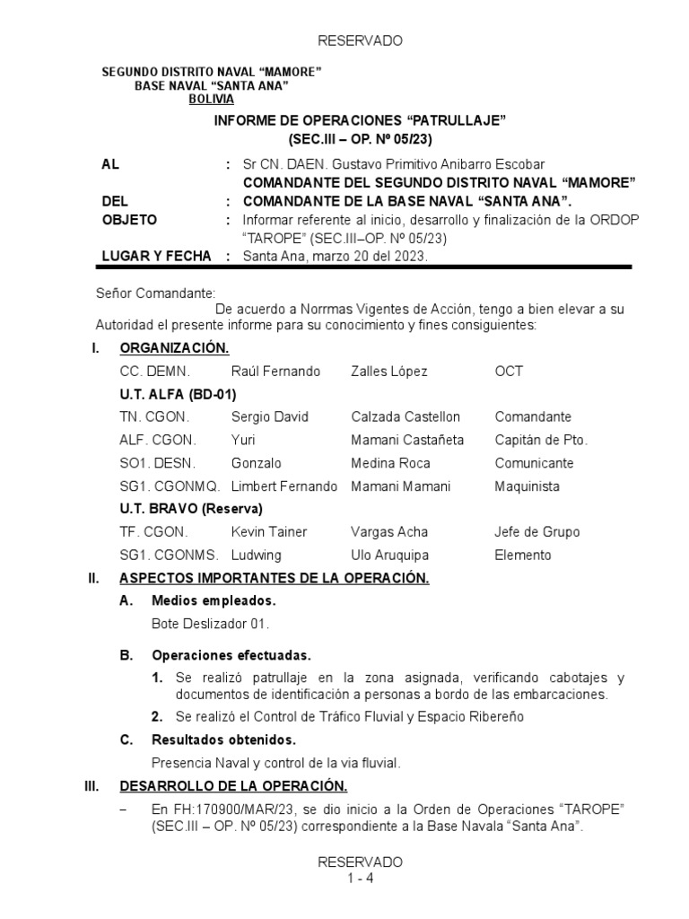 06 Informe Ordop Tarope | PDF