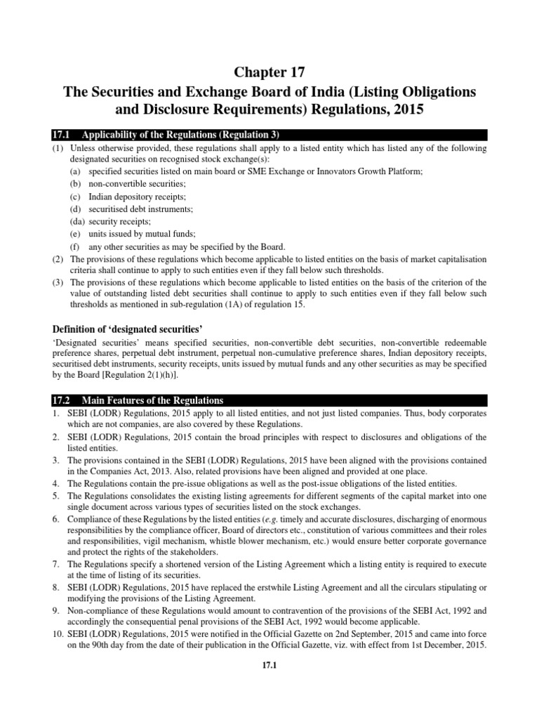 SEBI LODR 2015: Key Regulations Overview | PDF | Audit Committee ...