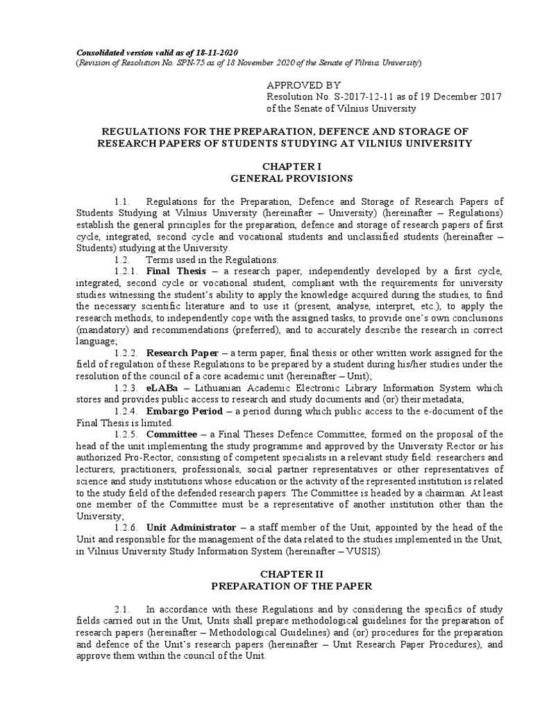 Research Papers Regulations VU | PDF | Thesis