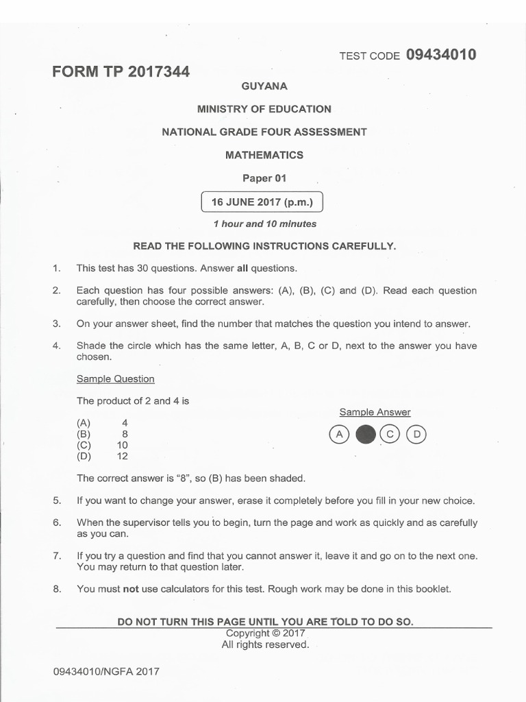 National Grade 4 Assessment - 2017 - Mathematics P1 PDF | PDF National Grade 4 Assessment - 2017 - Mathematics P1 PDF | PDF