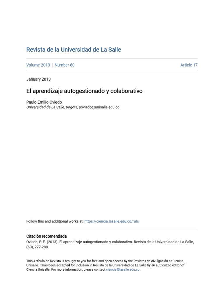 El Aprendizaje Autogestionado y Colaborativo | PDF | Aprendizaje ...