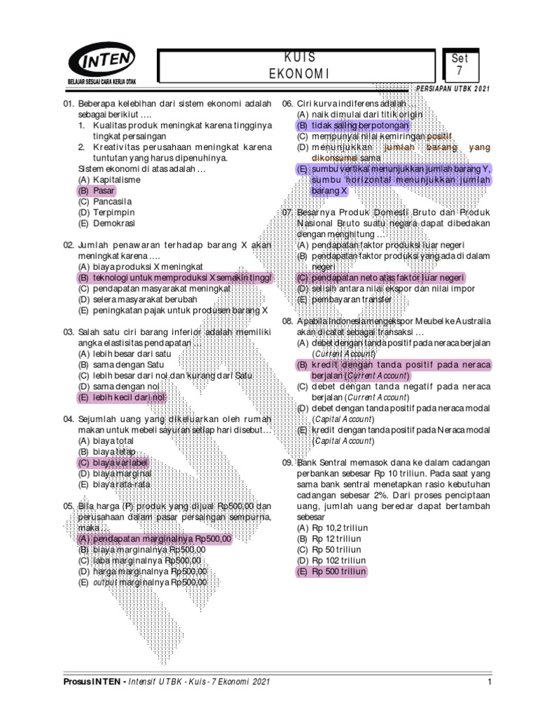 Kuis 7 Eko | PDF | Pengelolaan Keuangan & Uang