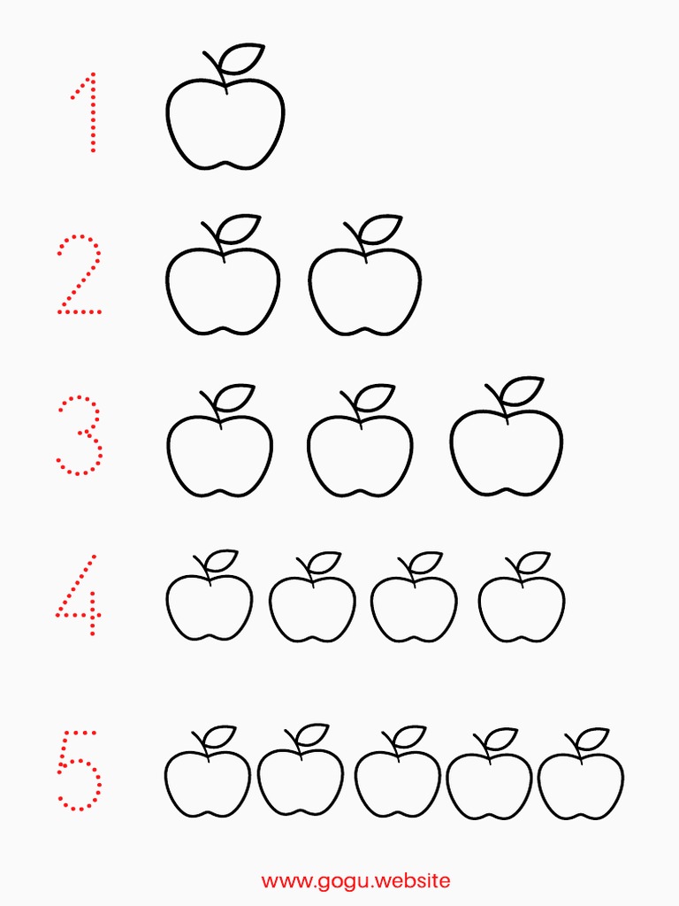 Numbers Coloring Apples and Tracing Gogu Website PDF | PDF