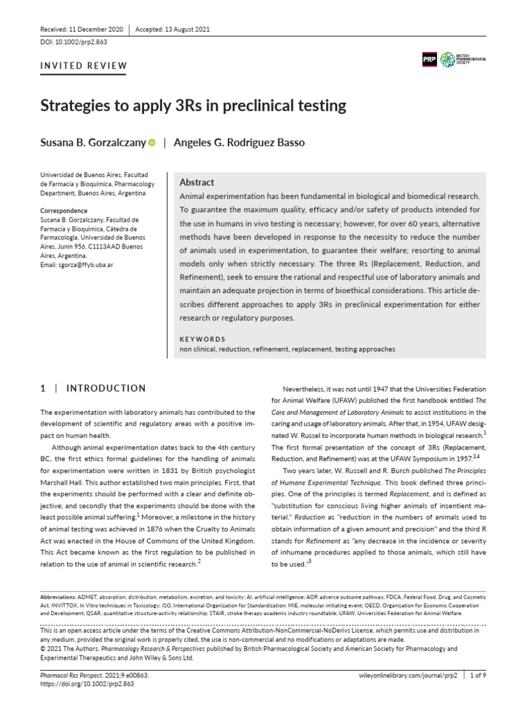 Seminario 1 - Art 2 - Strategies To Apply 3Rs in Preclinical Testing ...