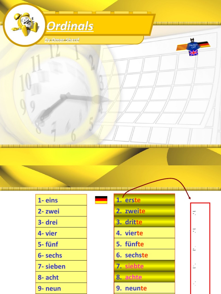 Ordinalzahlen Arbeitsblatter Grammatikerklarungen - 13548 | PDF
