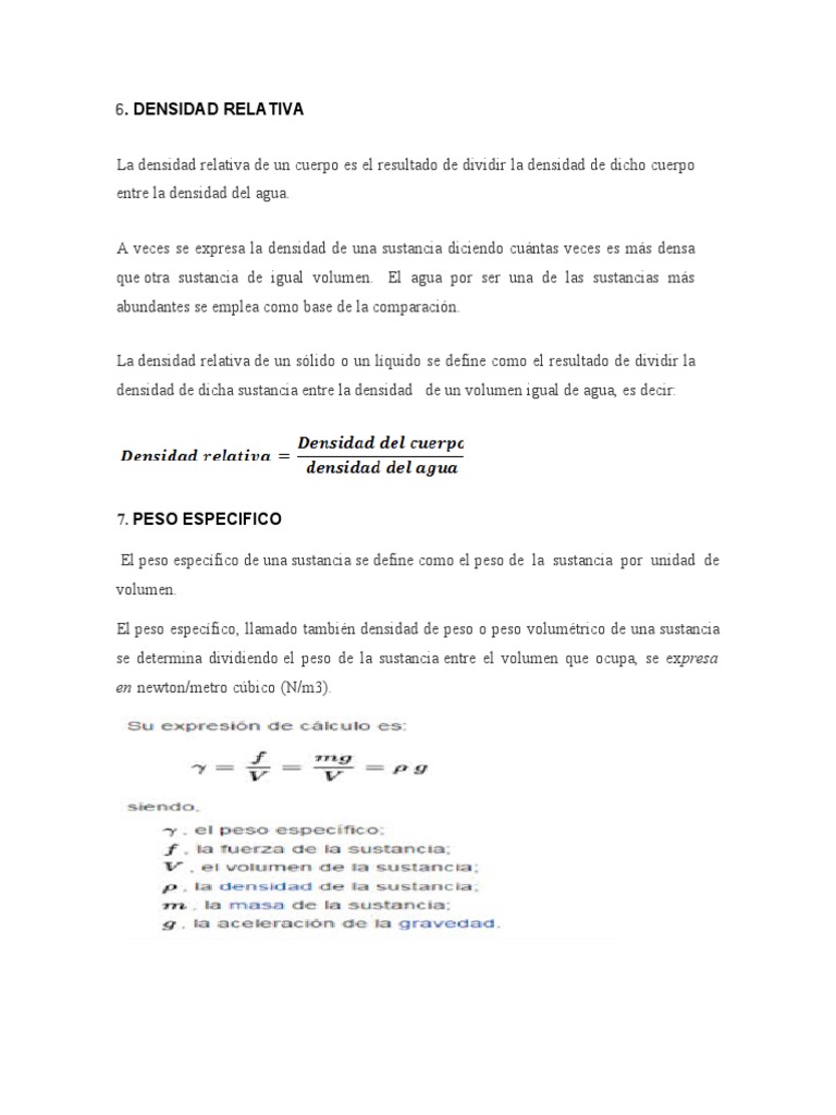 Densidad Relativa..... | PDF | Presión | Densidad