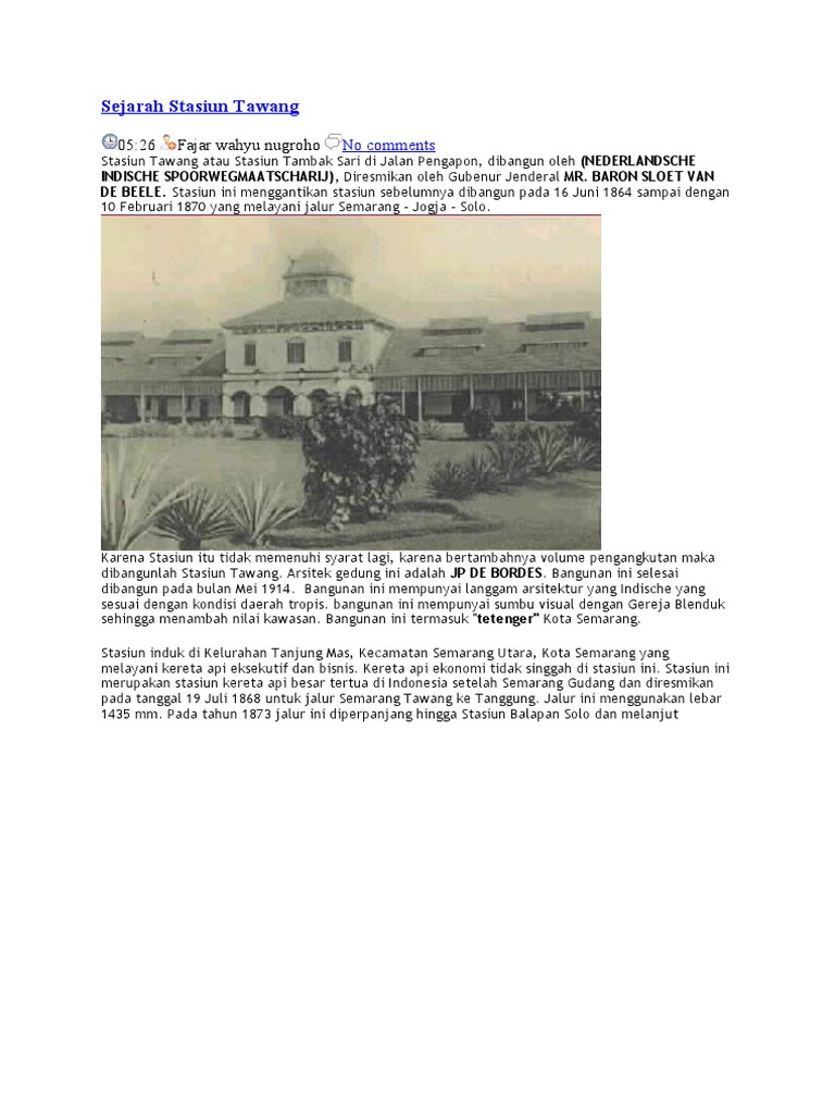 Sejarah Stasiun Tawang | PDF