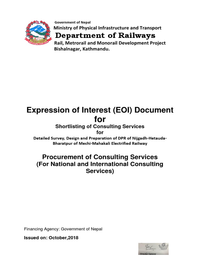 Railway Final EOI Document Nijgadh Bharatpur (1) 1584338618 | PDF ...