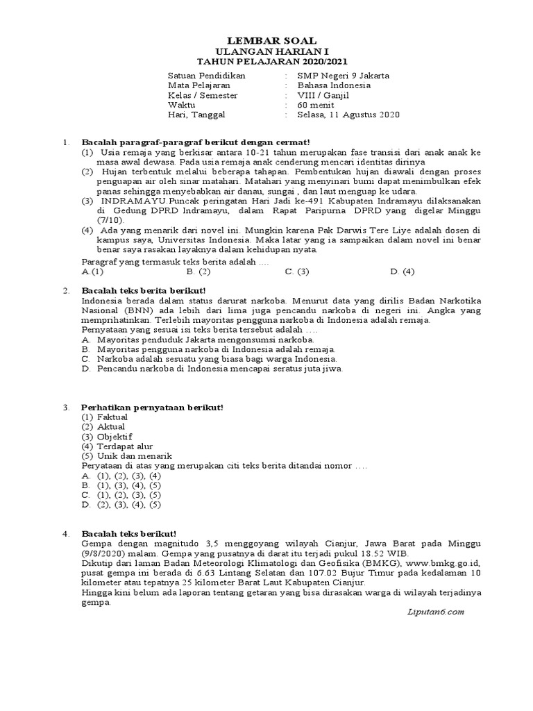 Soal PH1 Teks Berita | PDF