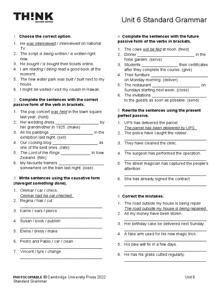 Thk2e BrE L3 Grammar Standard Unit 6 | PDF | Linguistics