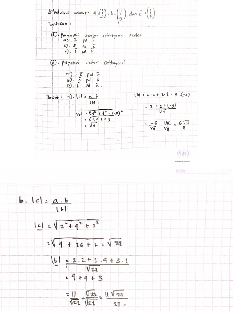 Naura Sabila 10 MIPA 3, MTK Minat, Proyeksi Orthogonal Vektor | PDF