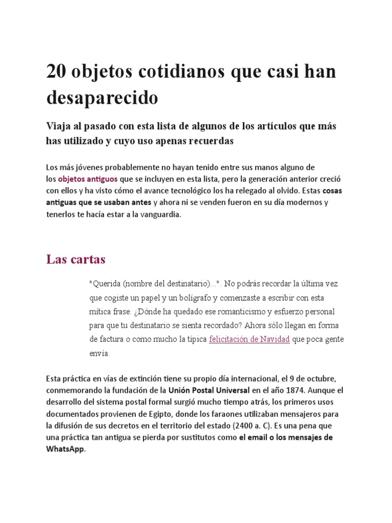 20 Objetos Que Casi Han Desaparecido | PDF