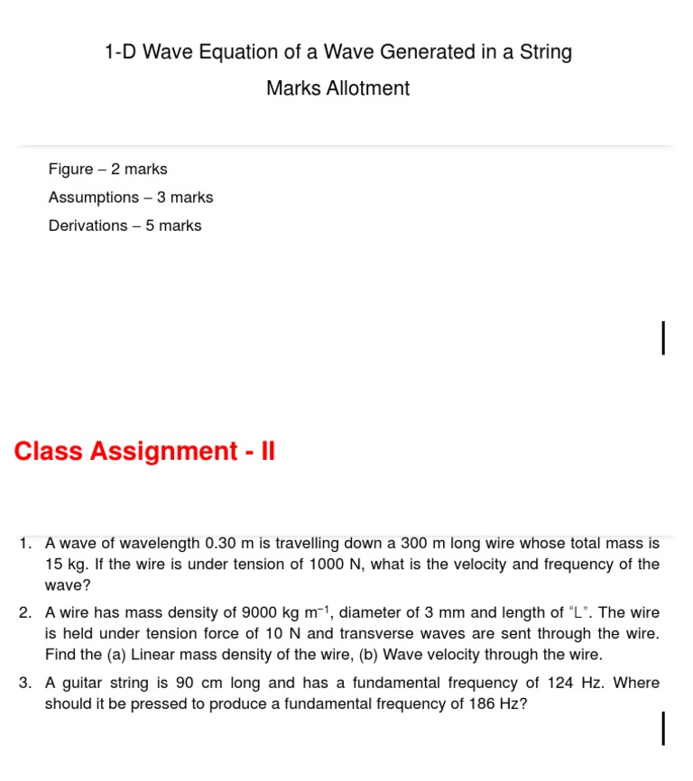 1 D Wave Equation And Calculations Pdf