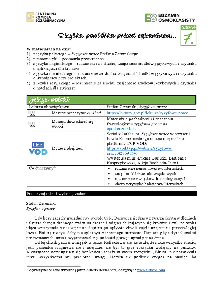 Szybka Powtorka Przed Egzaminem CKE E8 24 03 2020 | PDF