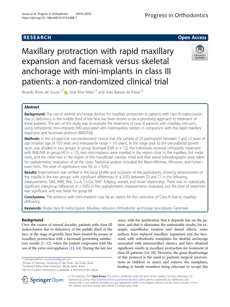 Maxillary Protraction With Rapid Maxillary Expansion and Facemask Versus Skeletal Anchorage With ...