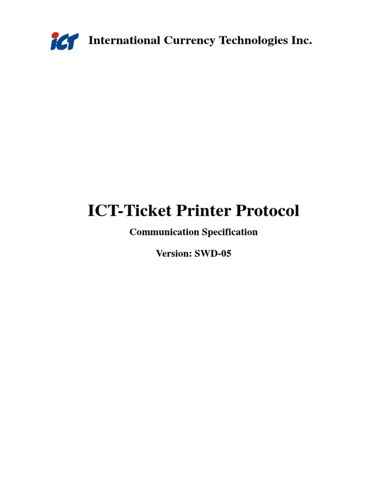 ICT Ticket Printer Protocol Specification | PDF | Printer (Computing ...