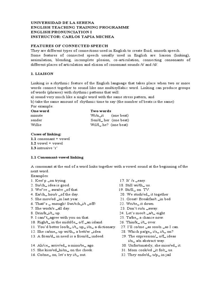 Features of Connected Speech | PDF | Martin Luther King Jr. | Phonetics