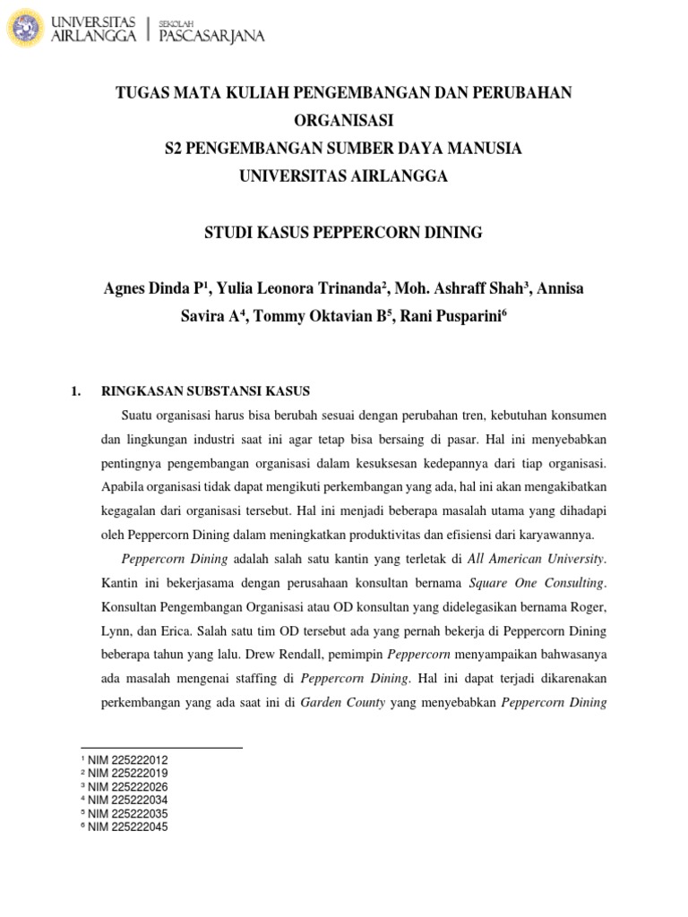 Peppercorn Dining - Kelompok 1 - Week 1 - Assignment | PDF