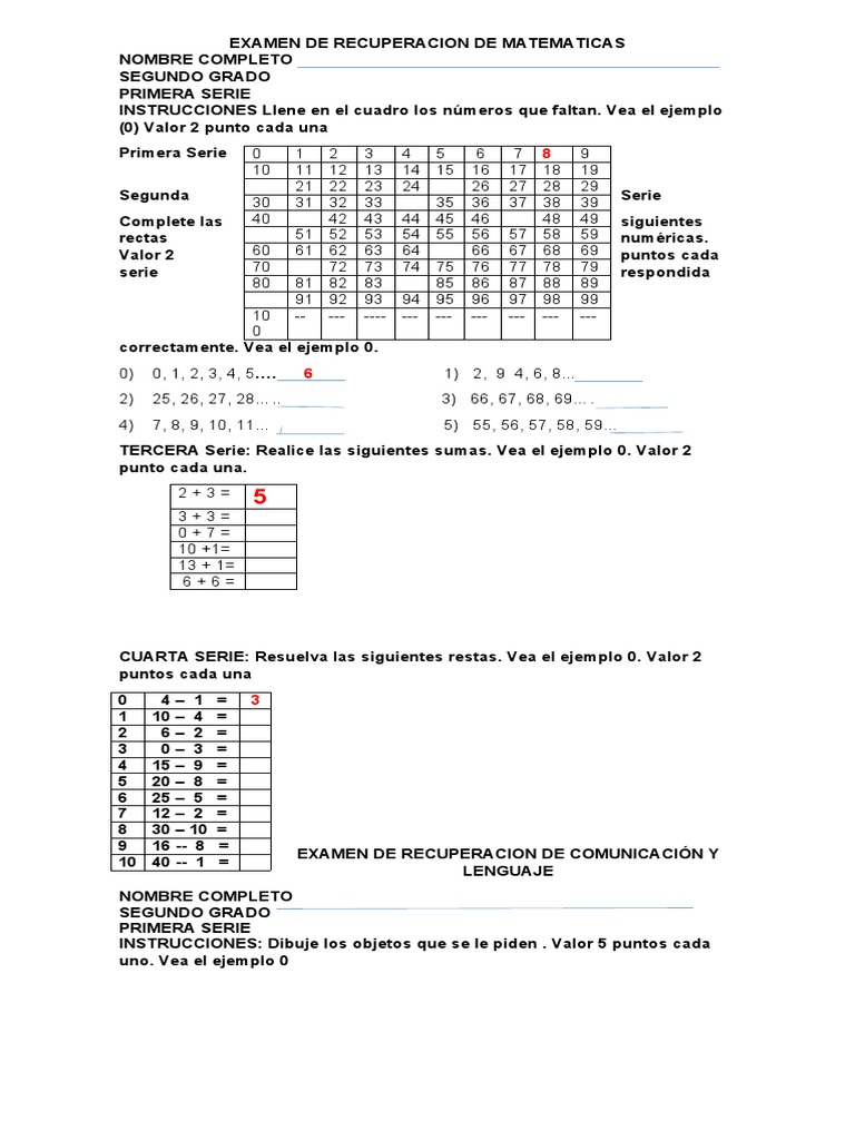 Examen de Recuperacion de Matematicas | PDF