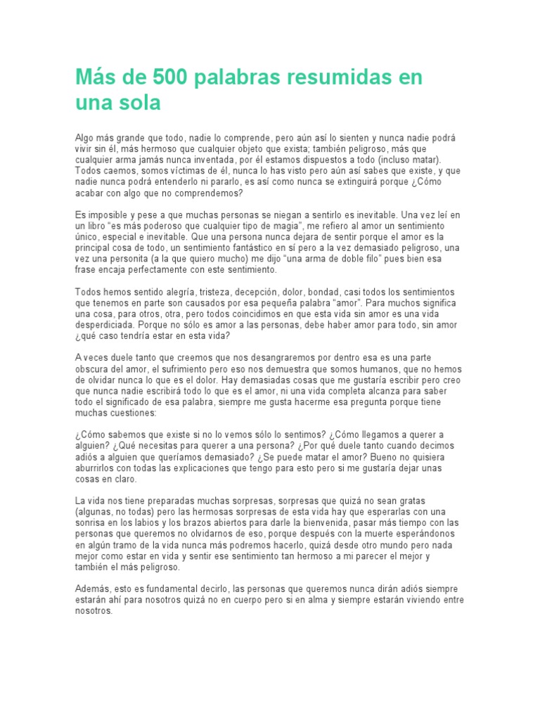 Más de 500 Palabras Resumidas en Una Sola | PDF