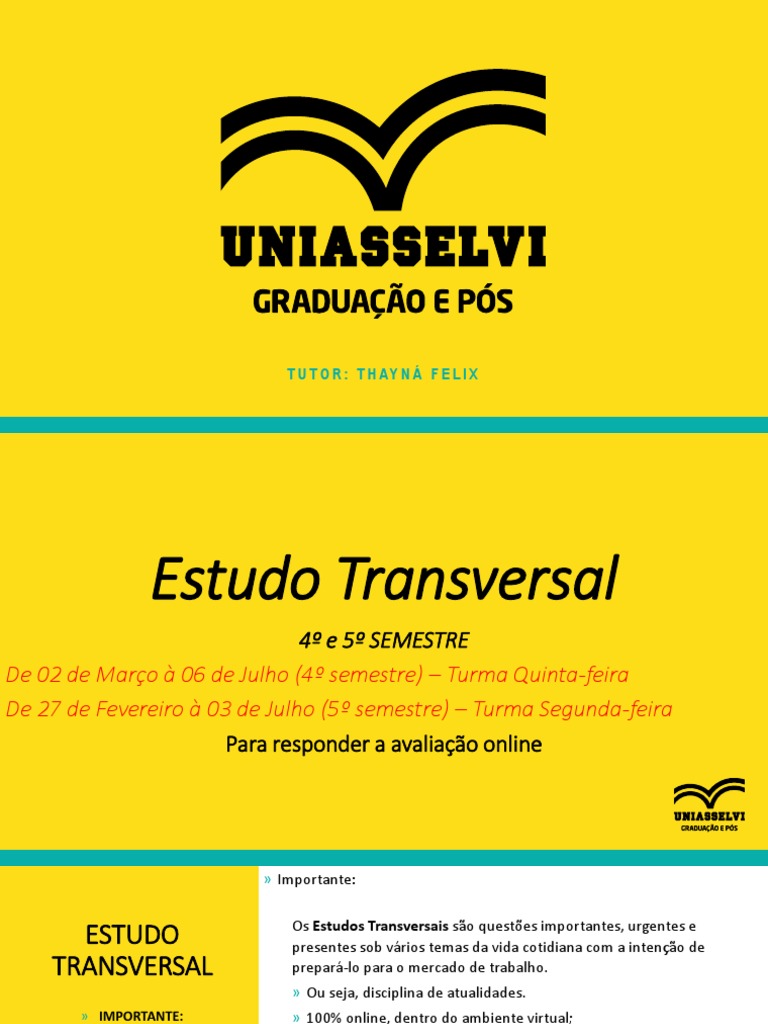 Estudo Transversal: 4º e 5º Semestre | PDF
