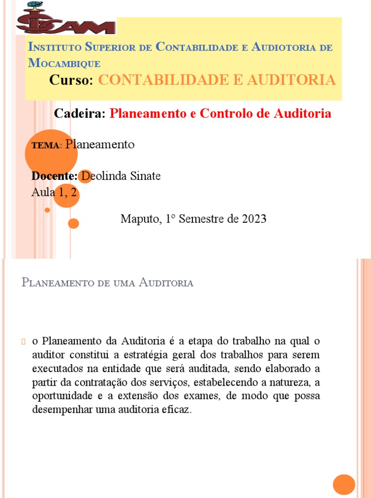 Curso:: Contabilidade E Auditoria | PDF | Contabilidade | Planejamento