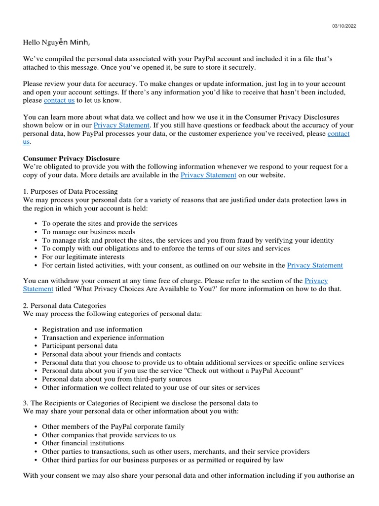PayPal Information | PDF | Privacy | Pay Pal