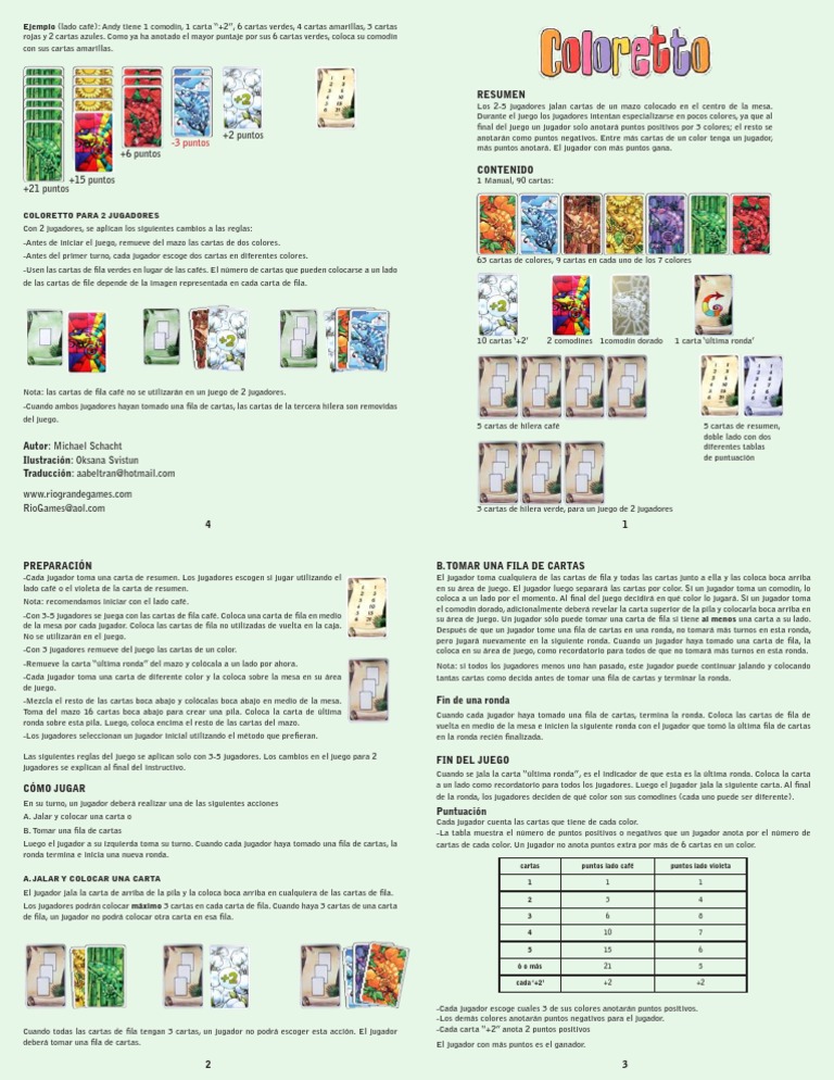 Reglament Coloretto | PDF | Juego de azar | Deportes