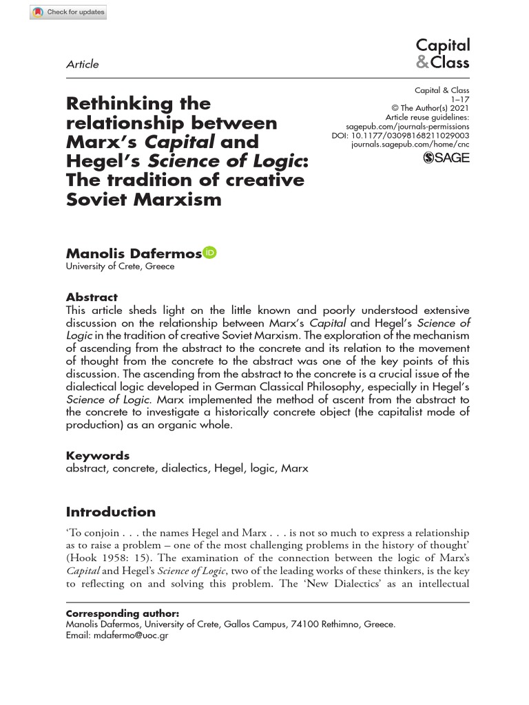 Rethinking The Relationship Between Marx | PDF | Dialectic | Karl Marx