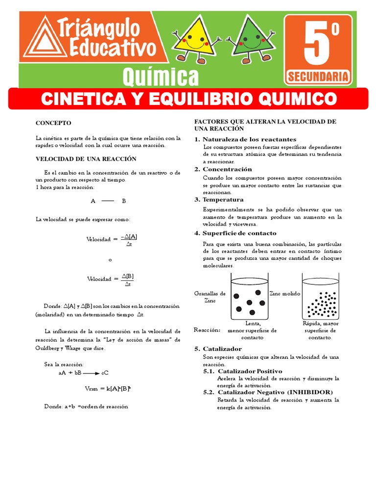 Cinetica y Equilibrio Quimico para Quinto Grado de Secundaria | Descargar gratis PDF ...
