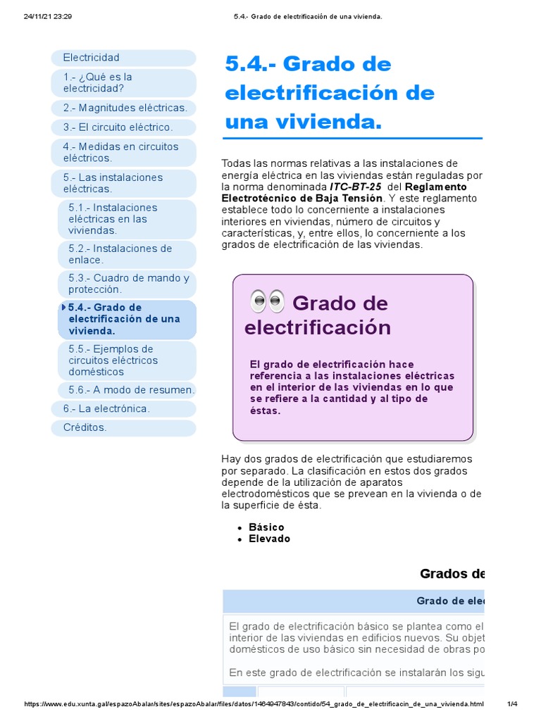 5.4. - Grado de Electrificación de Una Vivienda | PDF | Electricidad | Ciencia de los Materiales