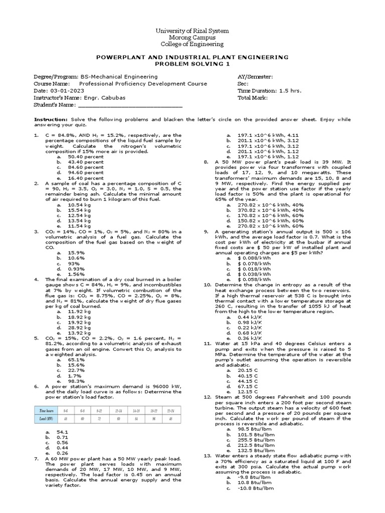 Powerplant and Industrial Plant Engineering Problem Solving 1 | PDF | Heat | Temperature