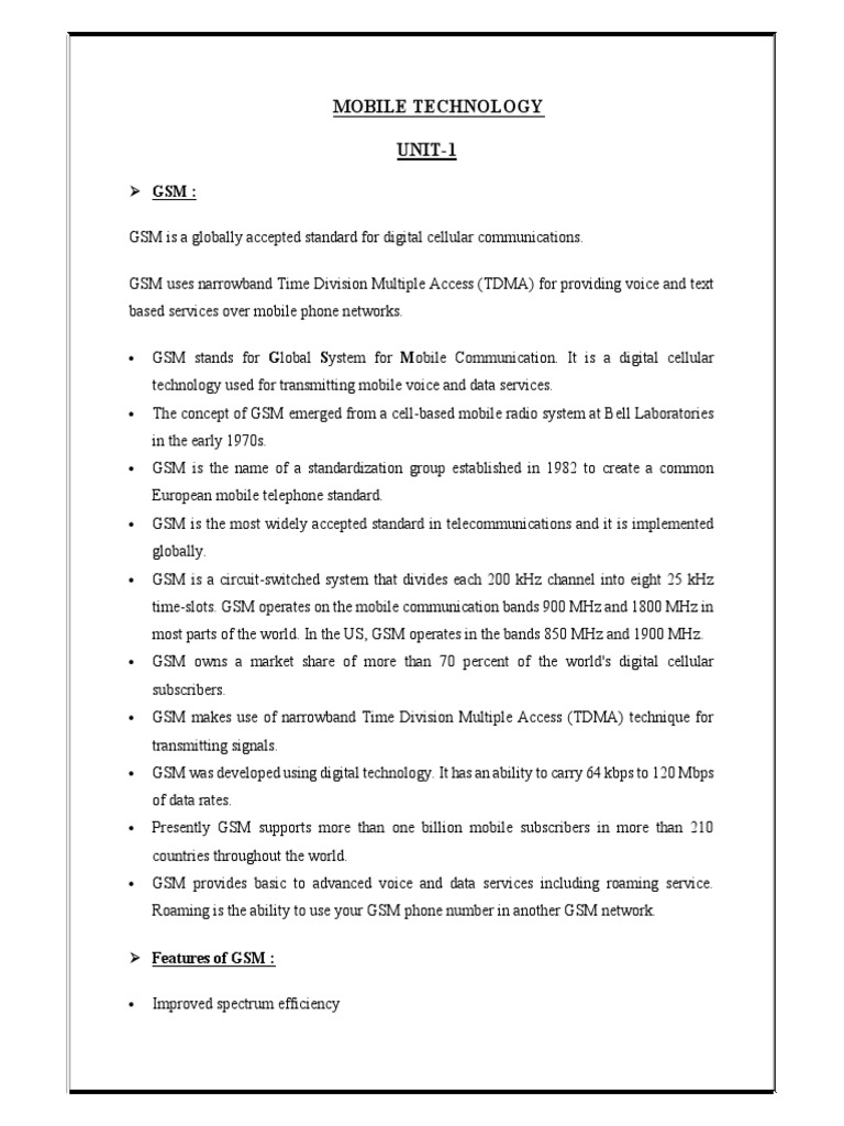 Mobile Technology Pdf General Packet Radio Service Gsm