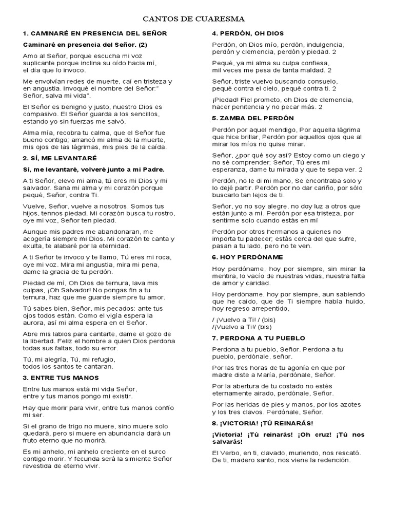 Cantos de Cuaresma | PDF | María, madre de Jesús | Perdón